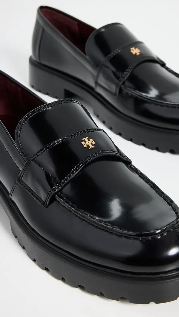 Tory Burch Lug Sole Leather Loafers - Perfect Black