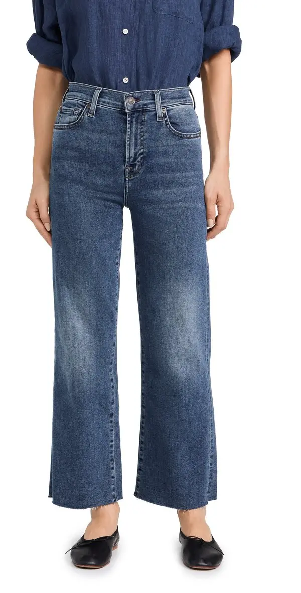 7 For All Mankind Cropped Alexa Jeans With Raw Edge Hem