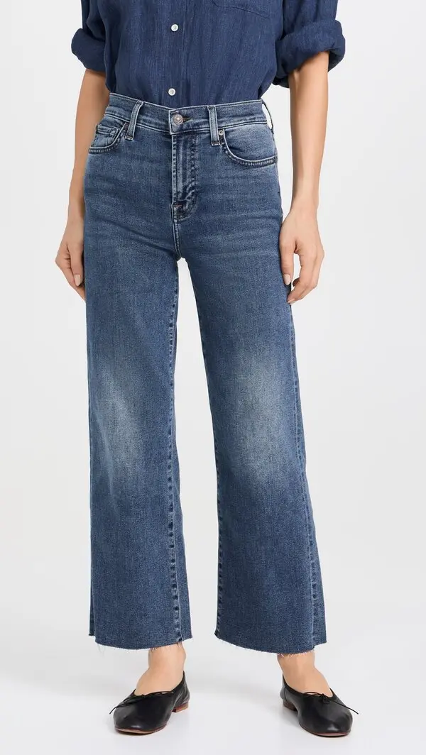 7 For All Mankind Cropped Alexa Jeans With Raw Edge Hem