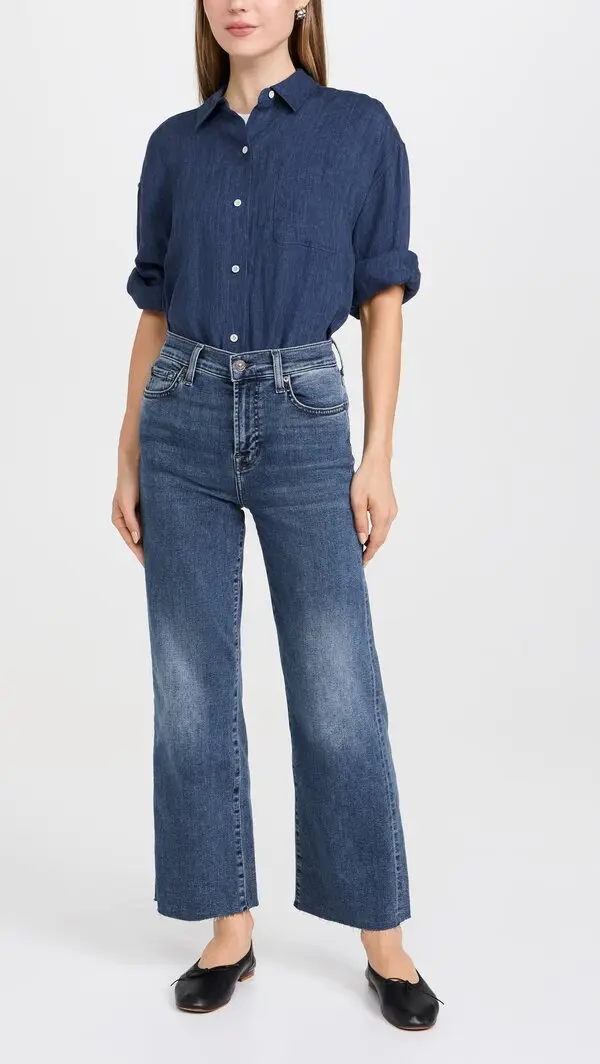 7 For All Mankind Cropped Alexa Jeans With Raw Edge Hem