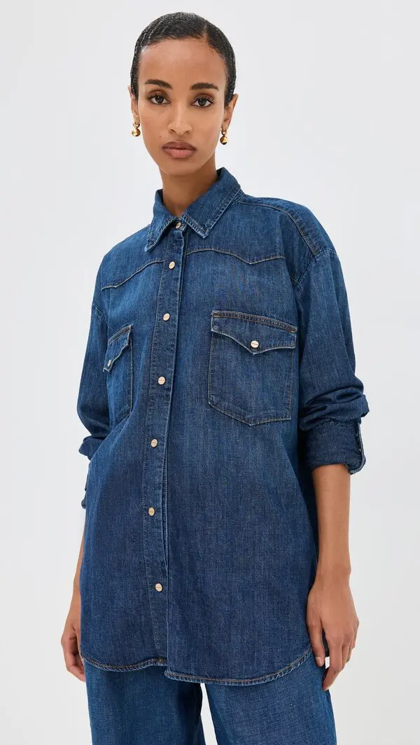 TWP Supersized Rancher Shirt - Dark Wash