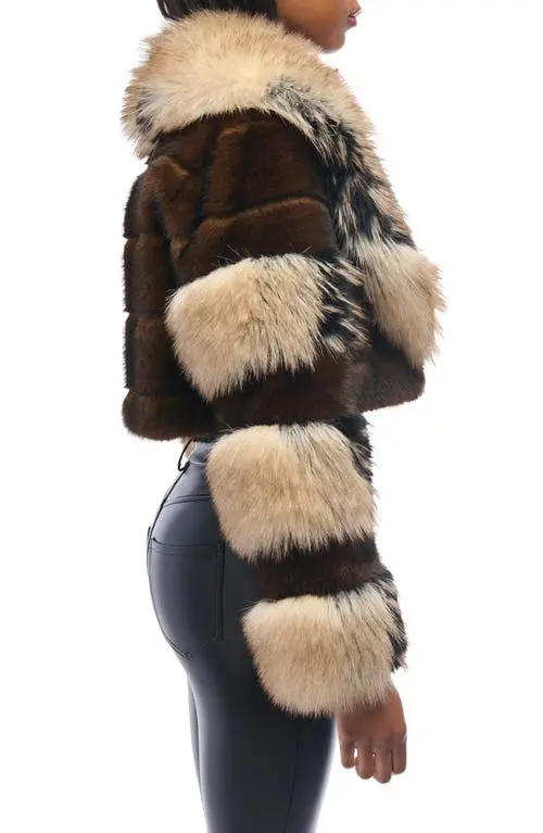 AZALEA WANG Portia Crop Faux Fur Jacket