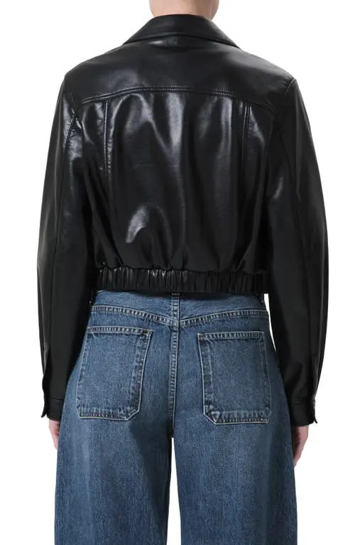 AGOLDE Essie Recycled Leather Crop Jacket - Black
