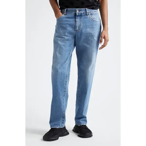 Dolce & Gabbana Distressed Straight-leg Jeans
