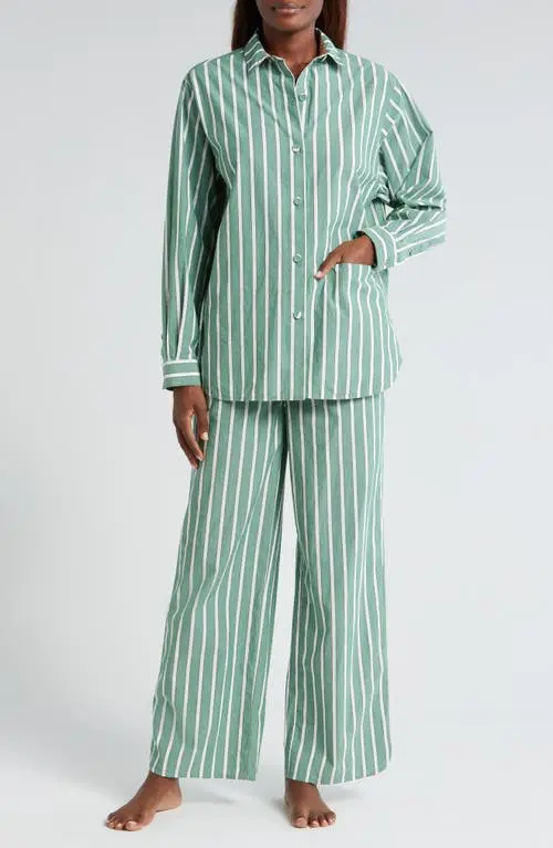 Lunya Airy Cotton & Silk Curved Hem Pajamas - Giverny Stripe