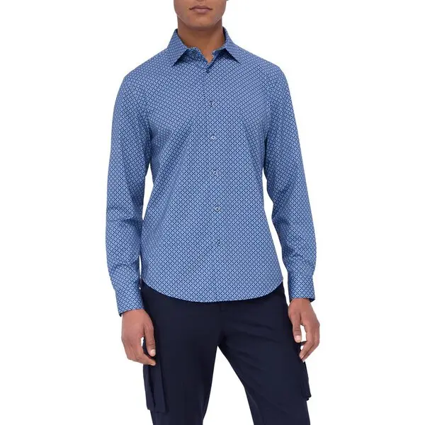 Bugatchi James Ooohcotton® Microcheck Button-up Shirt - Classic Blue