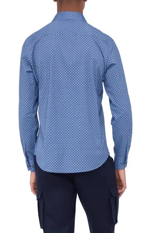 Bugatchi James Ooohcotton® Microcheck Button-up Shirt - Classic Blue