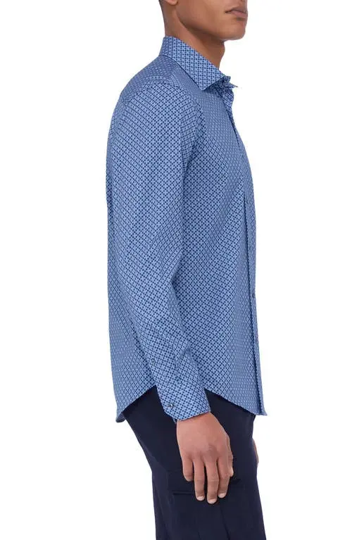 Bugatchi James Ooohcotton® Microcheck Button-up Shirt - Classic Blue