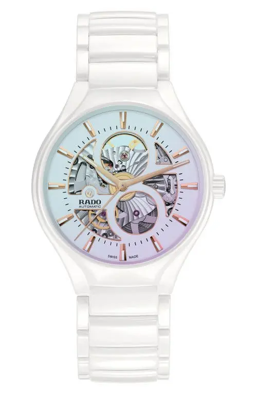 RADO True Automatic Open Heart Bracelet Watch - White