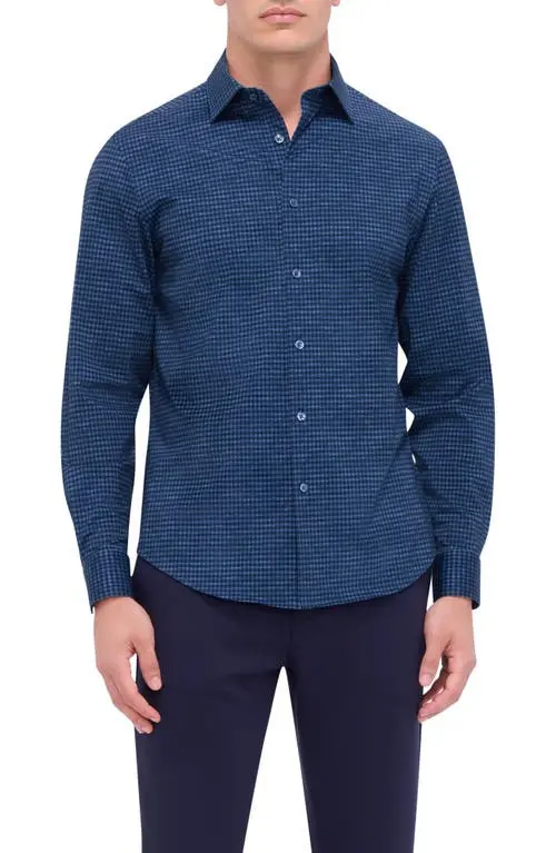 Bugatchi James Ooohcotton® Microcheck Button-up Shirt - Navy