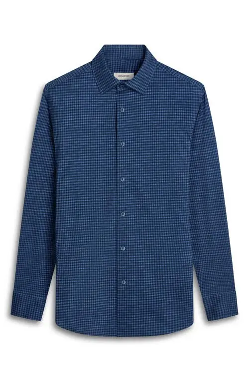 Bugatchi James Ooohcotton® Microcheck Button-up Shirt - Navy