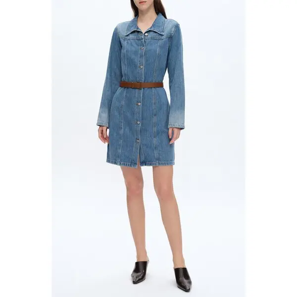 BAYEAS Long Sleeve Denim Shirtdress - Midnight Thunder