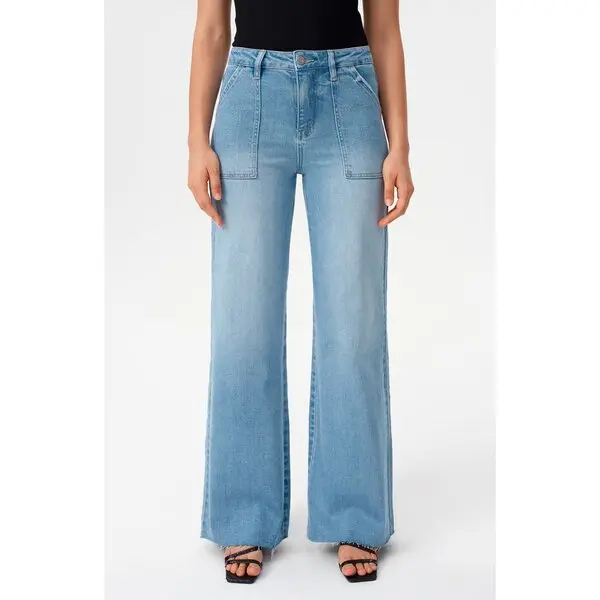 BAYEAS High Waist Wide Leg Jeans - Light Blue