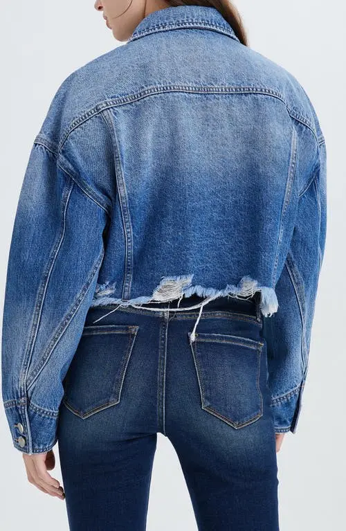 BAYEAS Frayed Crop Denim Jacket