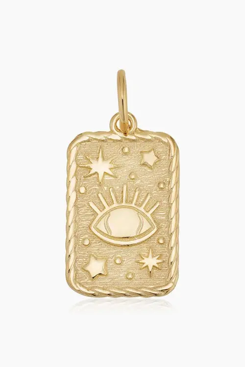 ORADINA 14k Evil Eye Pendant Charm - Yellow Gold