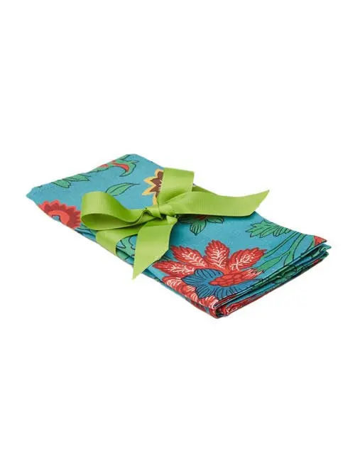 La DoubleJ Large Napkins Set Of 2 - Dragon Flower Turche Turquoise