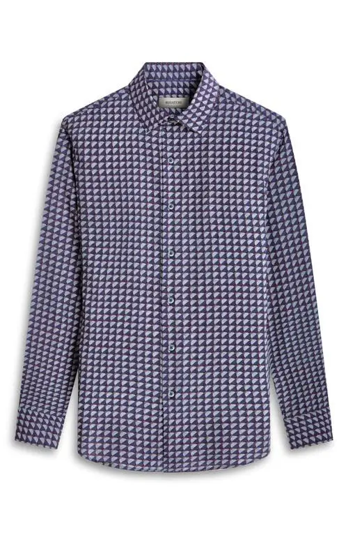 Bugatchi Julian Shaped Fit Print Button-up Shirt - Navy