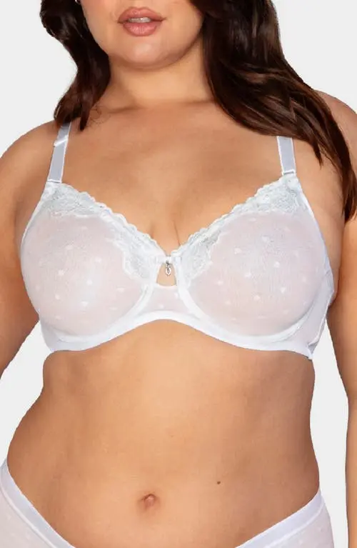 CURVY COUTURE Sheer Whisper Full Coverage Unlined Underwire Bra - Pearl