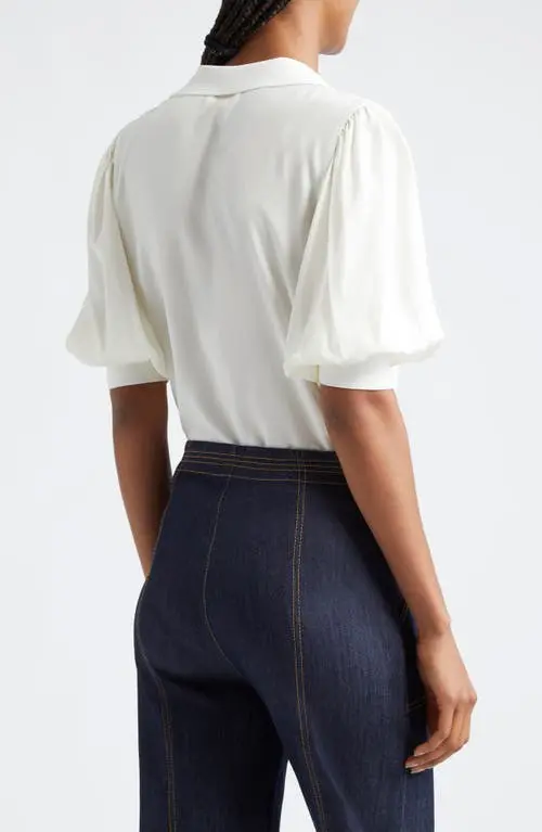 Cinq À Sept Weldon Collar Silk Top - Ivory