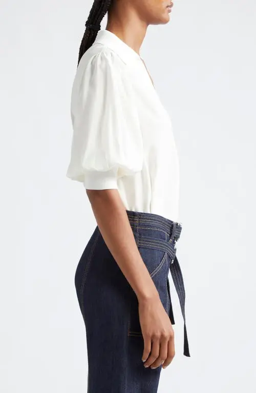 Cinq À Sept Weldon Collar Silk Top - Ivory