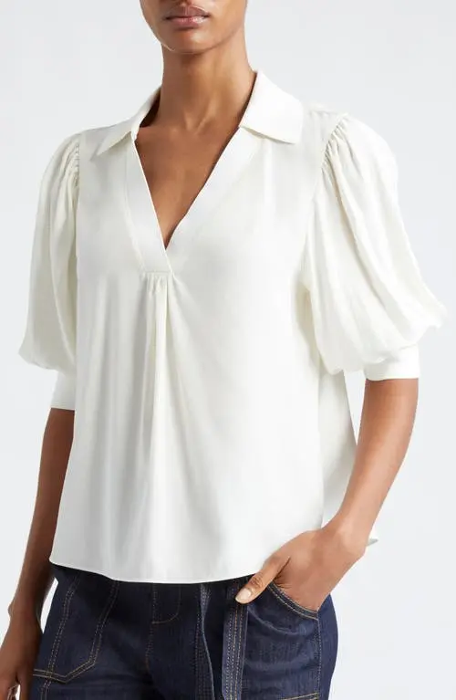 Cinq À Sept Weldon Collar Silk Top - Ivory