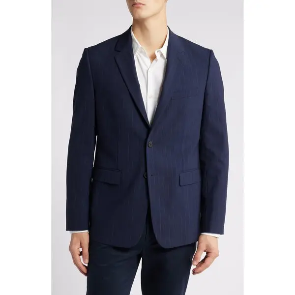 Theory Chambers Pinstripe Wool Blend Blazer - Nav