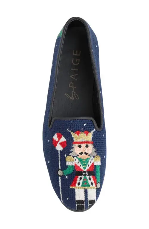 BYPAIGE Needlepoint Loafer - Navy