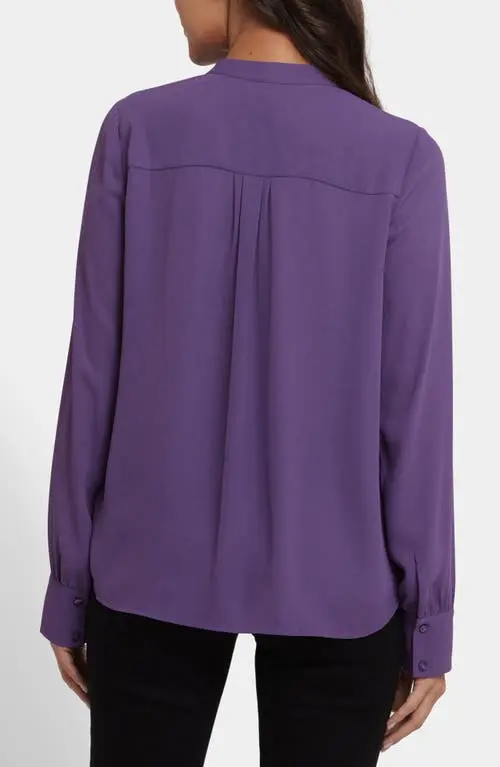 NYDJ Tie Neck Button-up Shirt - Grape Royale