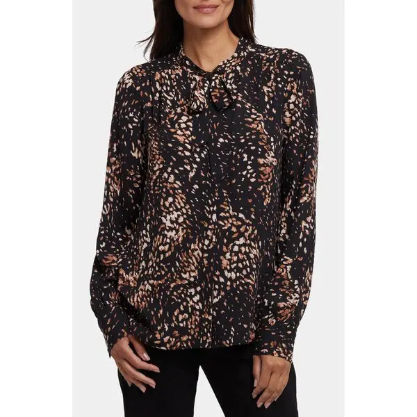 NYDJ Tie Neck Button-up Shirt