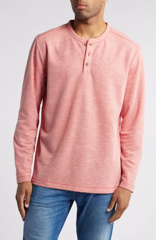 Tommy Bahama Morro Beach Long Sleeve Henley - Red Ginger