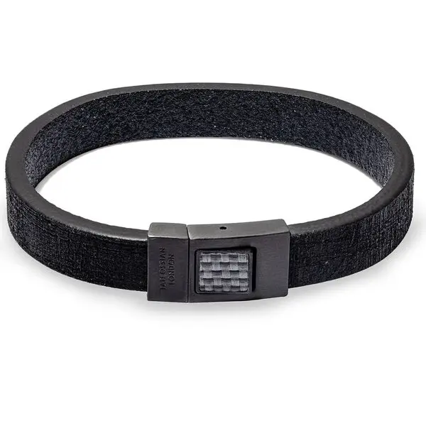 Tateossian Leather And Carbon Fiber Bracelet - Black