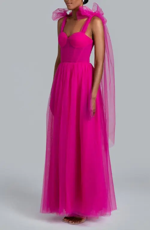 GHRAIL Brianna Tie Shoulder Mesh Gown