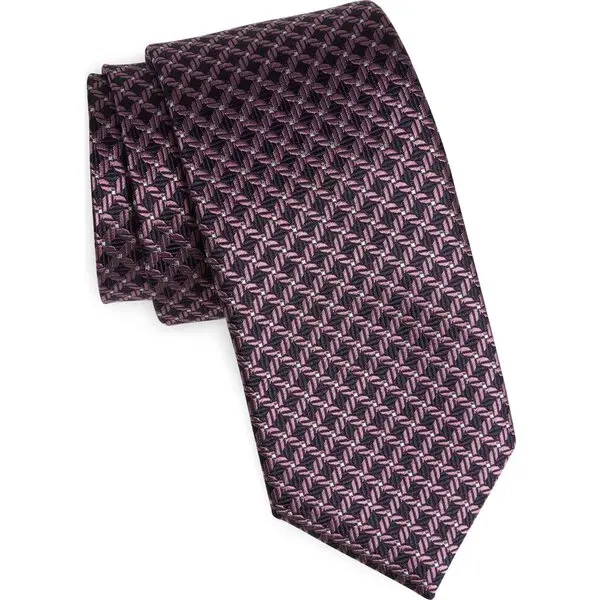 Zegna Pieghe Large Diamond Silk Jacquard Tie - Pink