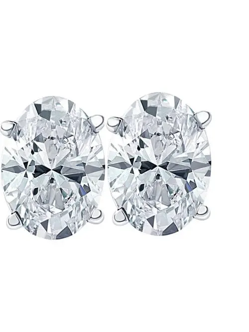 BLISS DIAMOND 2 Ct Lab Grown Oval Diamond 14k Stud Earrings - 14k White Gold