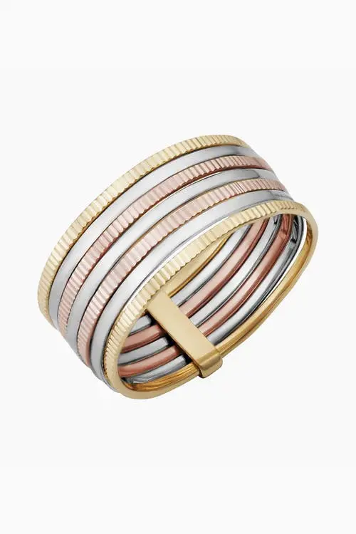 ORADINA Power Stack Ii Ring - 14k Tricolor Gold