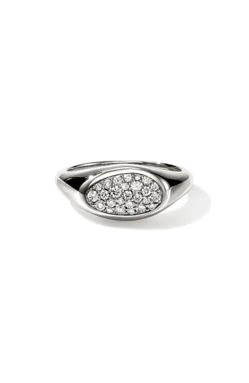John Hardy Sterling Pebble Diamond Ring - Silver