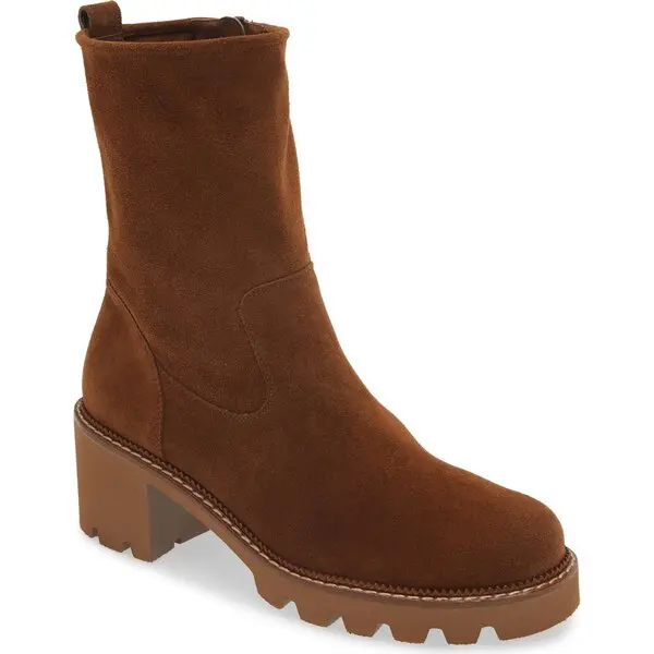 Paul Green Wanda Lug Sole Utility Boots - Toffee Soft Suede