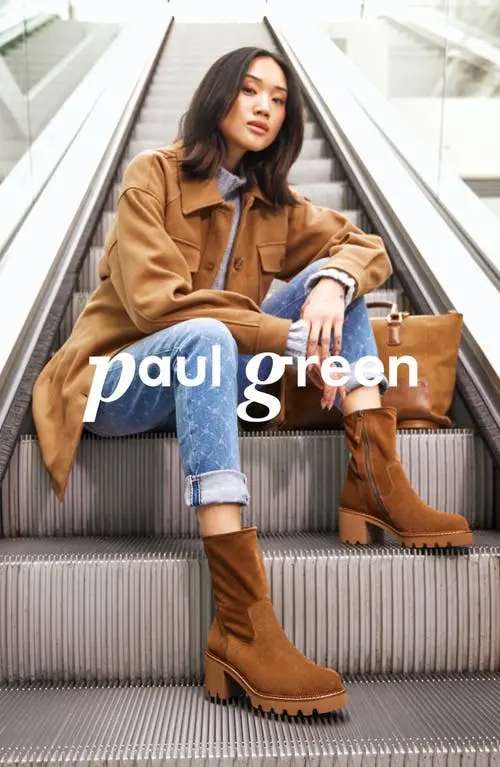 Paul Green Wanda Lug Sole Utility Boots - Toffee Soft Suede