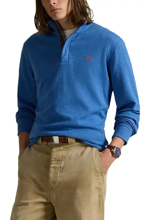 Ralph Lauren Cotton Blend Quarter Zip Pullover - Fresh Surf Heather/c7998