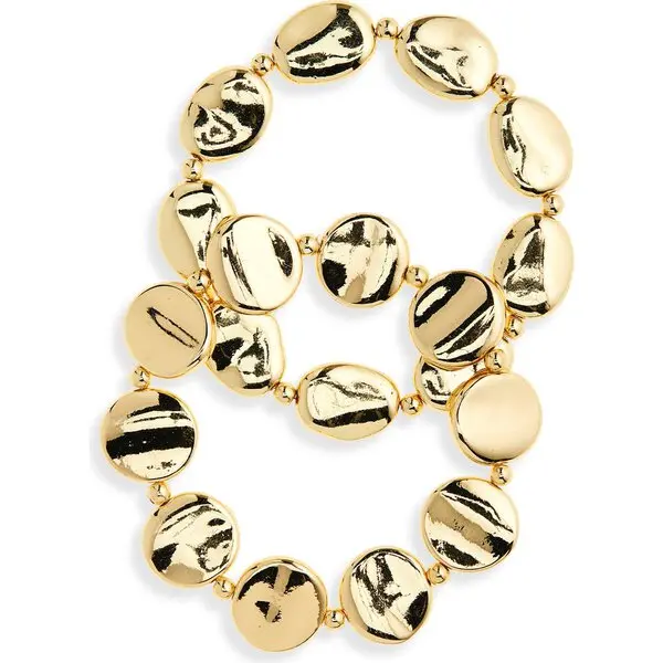 Nordstrom 2-pack Pebbled Stretch Bracelets - Gold