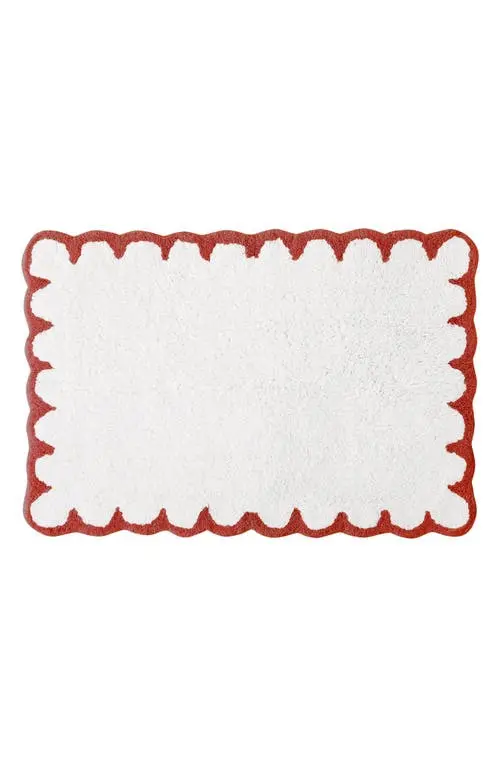 PERI HOME Scallop Detail Cotton Bath Mat - Chili Red