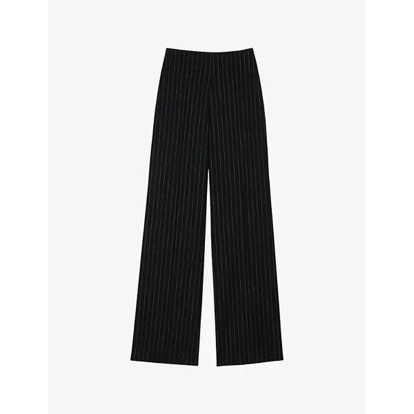 Sandro Pinstriped Straight-leg Trousers - Noir / Gris
