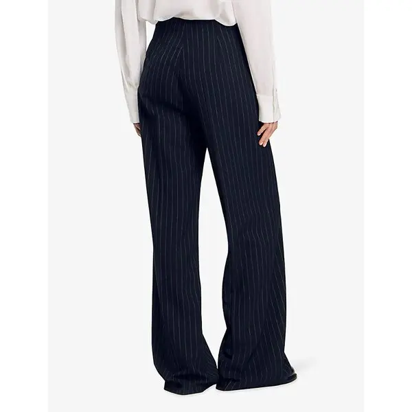 Sandro Pinstriped Straight-leg Trousers - Noir / Gris