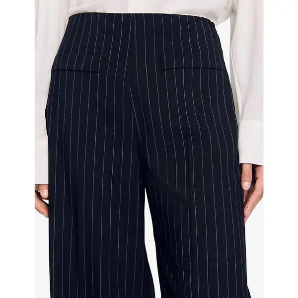 Sandro Pinstriped Straight-leg Trousers - Noir / Gris
