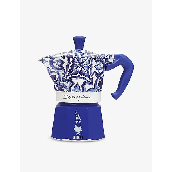 BIALETTI X Dolce & Gabbana Moka Express Three-cup Aluminium Espresso Maker - White / Blue