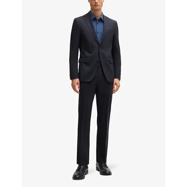 BOSS Geometric-pattern Slim-fit Stretch-jersey Shirt