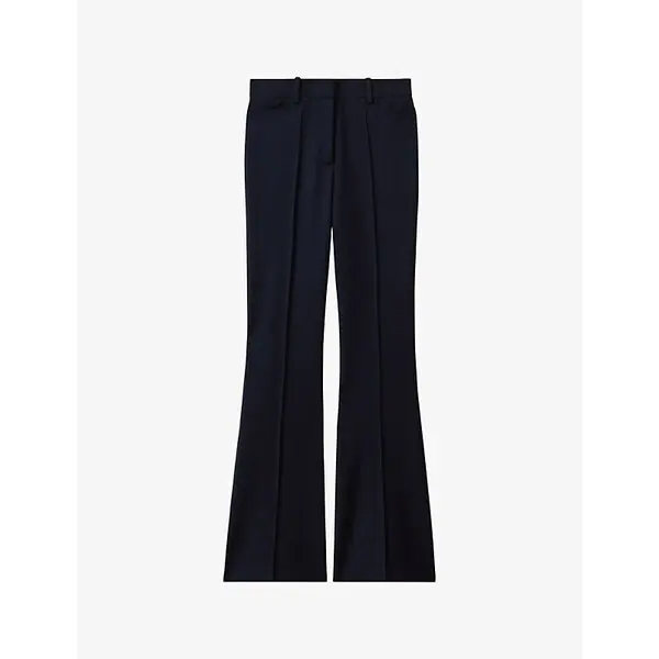 REISS Gabi Flared-leg Trousers - Navy