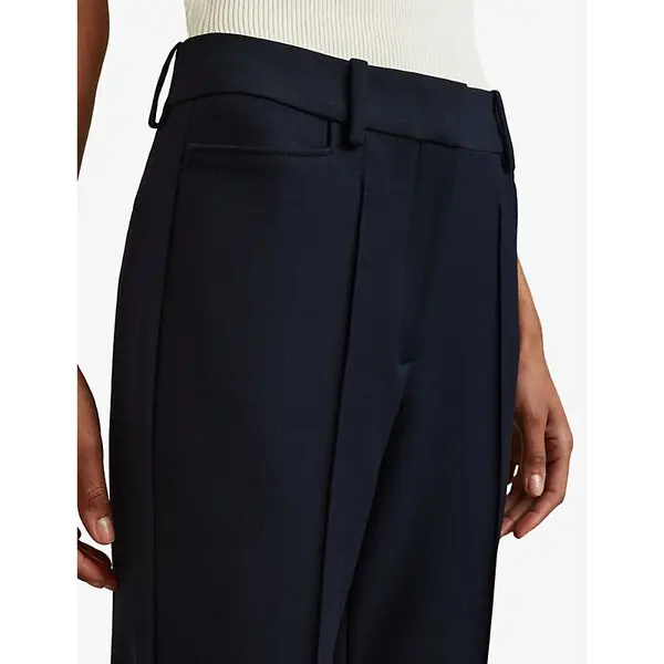 REISS Gabi Flared-leg Trousers - Navy