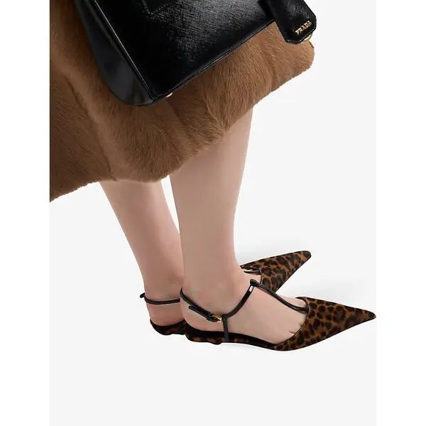 Prada Logo-plaque Leopard Leather Heeled Courts