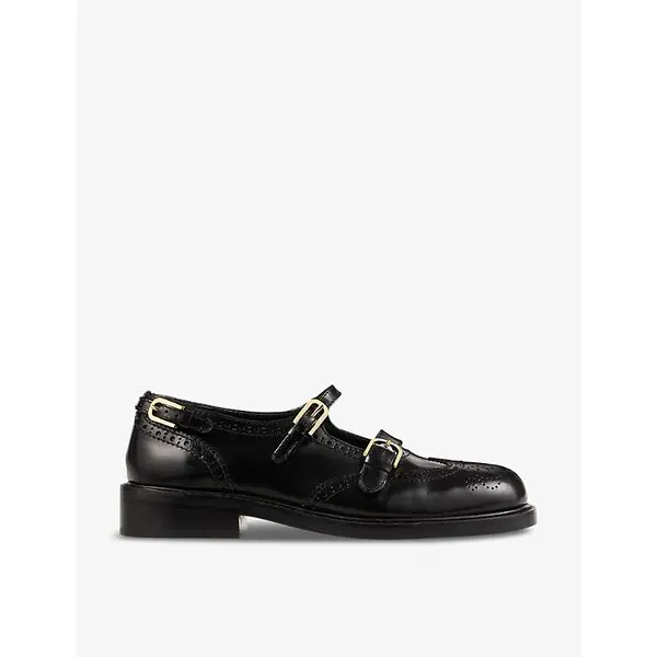 Sandro Double-strap Leather Derby Shoes - Noir / Gris